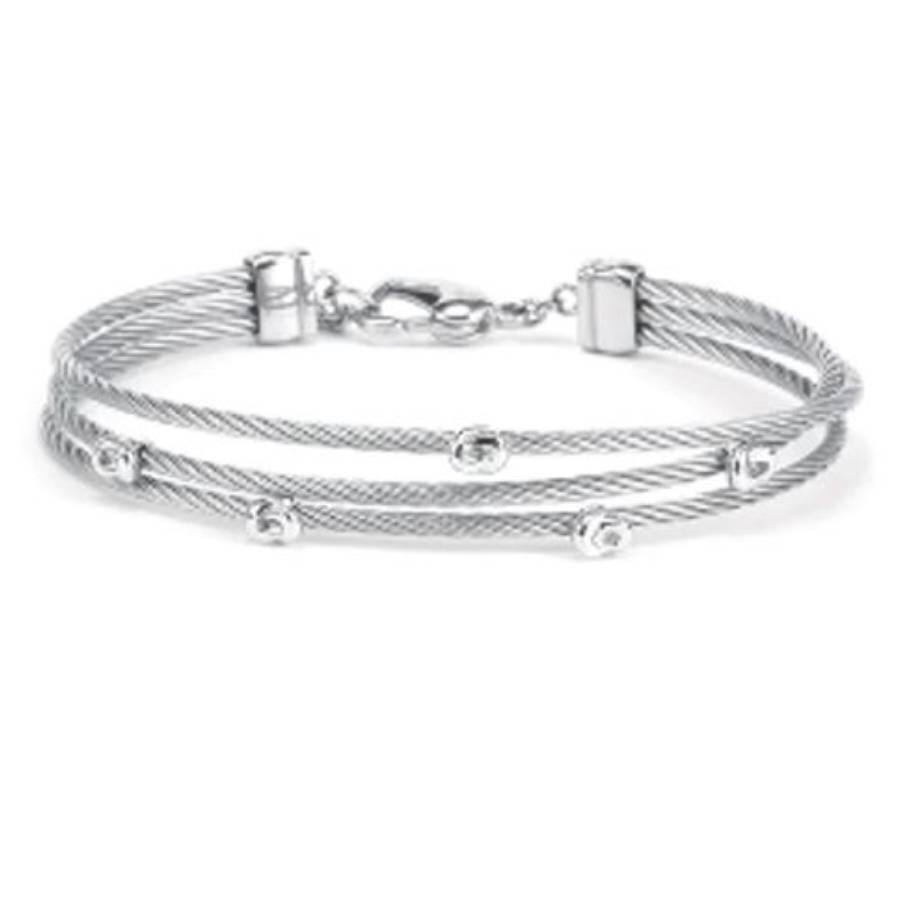 Charriol Malia White Topaz Stainless Steel Cable Bangle With Extension ...