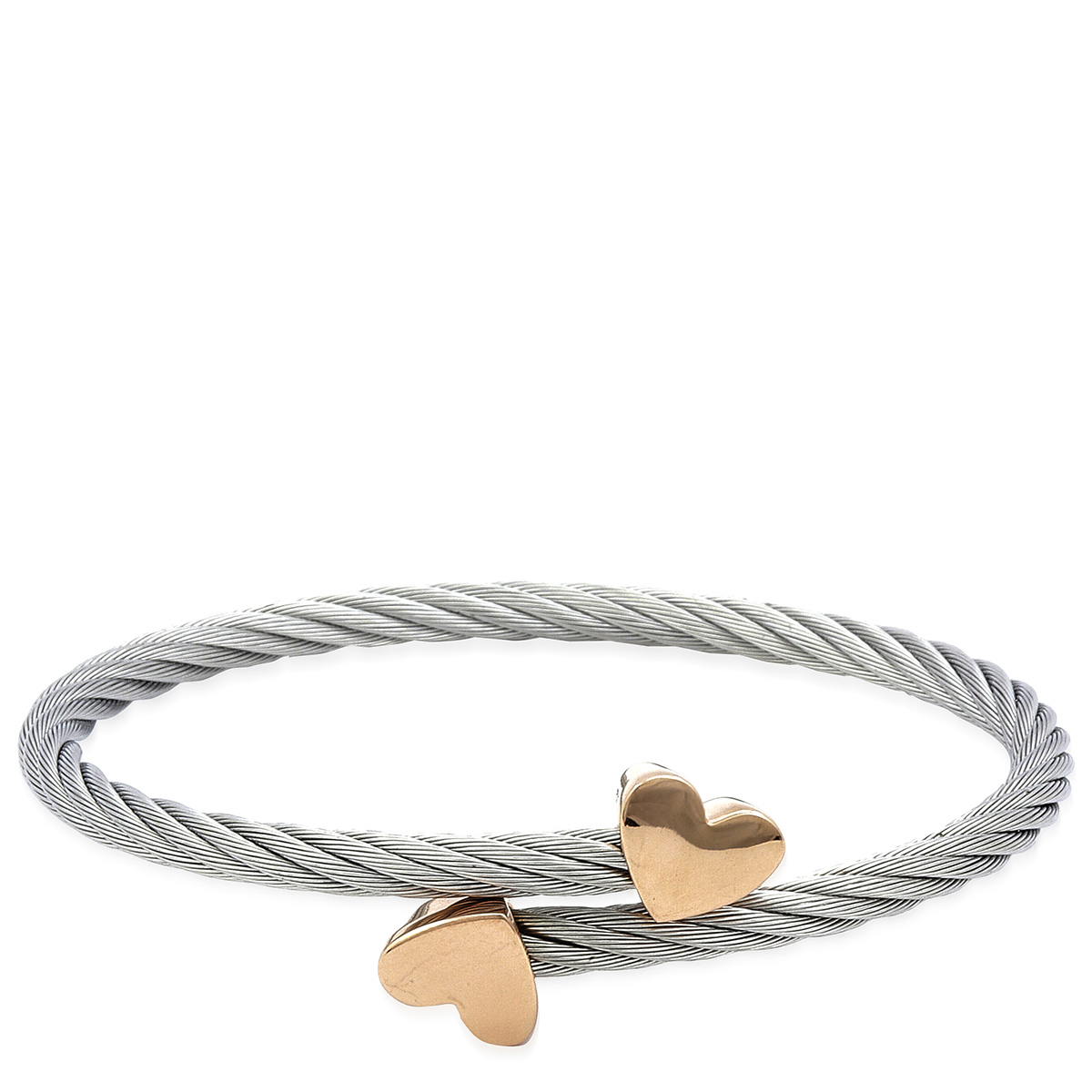 Charriol Passion Stainless Steel And Rose Gold PVD Hearts Cable Bangle ...