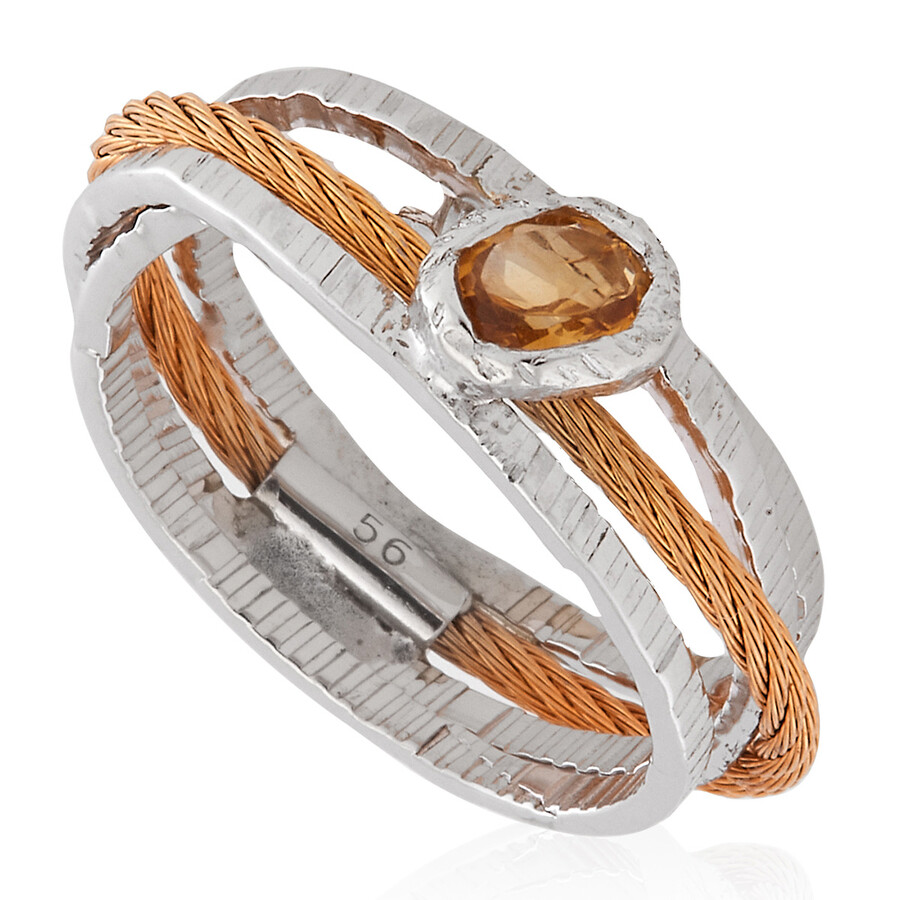 Charriol Tango Yellow Citrine Stainless Steel Yellow PVD Cable Ring ...