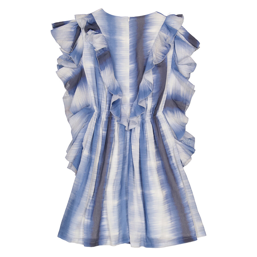 Chloe Girls Blue White Abstract Printed Ruffled Dress, Size 8 C12920 ...