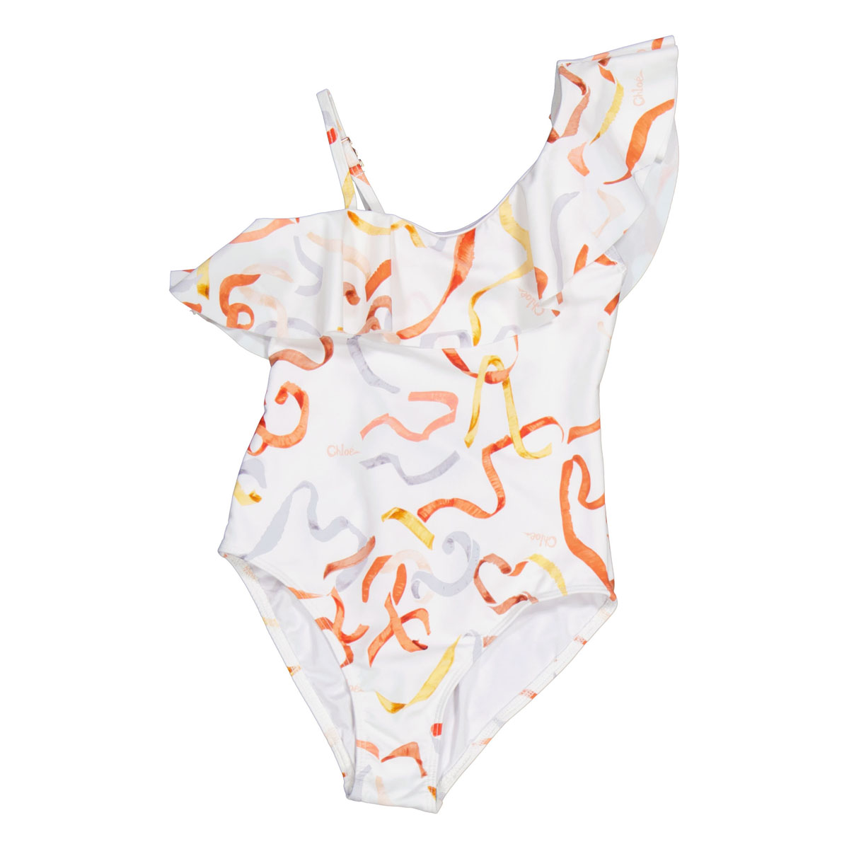 Chloe Girls Ribbon Print Ruffled Swimsuit, Size 12Y C17112-Z41 ...
