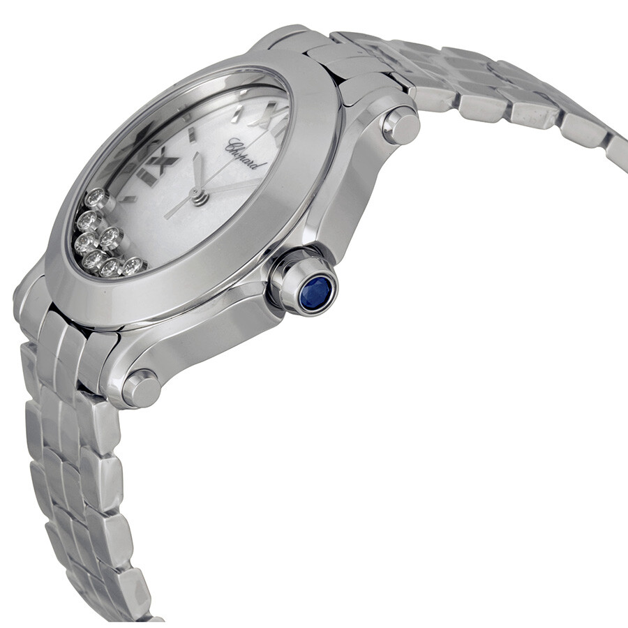 Chopard Happy Sport Floating Diamond White Dial Stainless Steel Ladies ...
