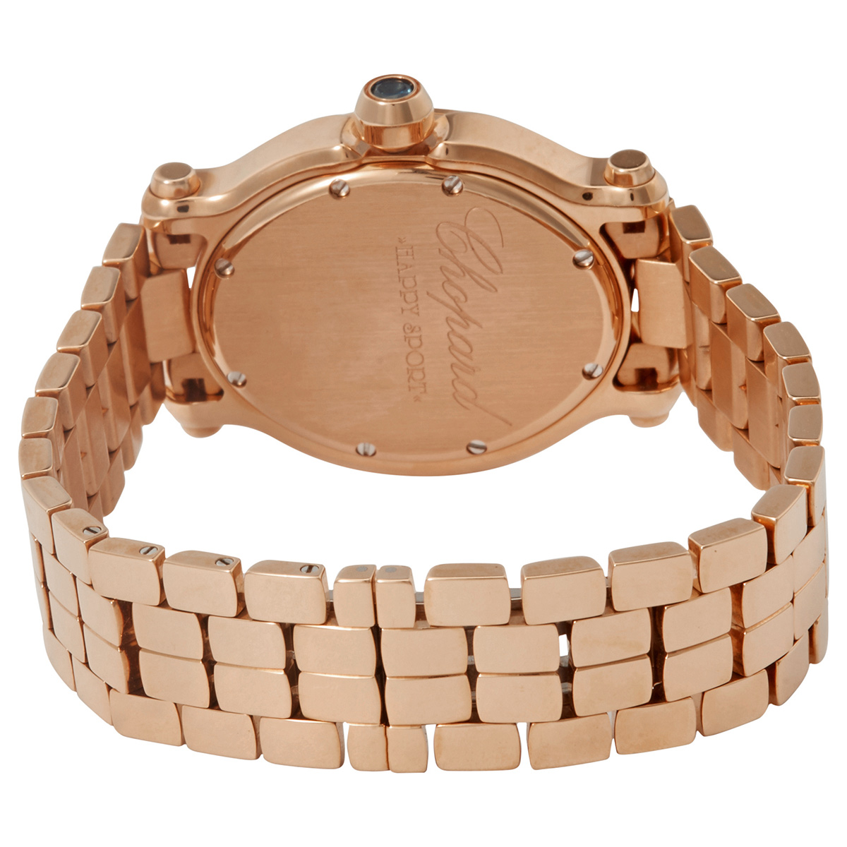 Chopard Happy Sport Mother of Pearl Diamond Dial Rose Gold Ladies Watch ...