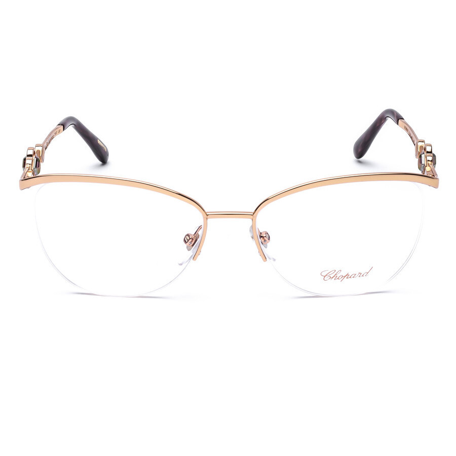 Chopard Ladies Gold Tone Rectangular Eyeglass Frames VCHB98S8FCY55 ...