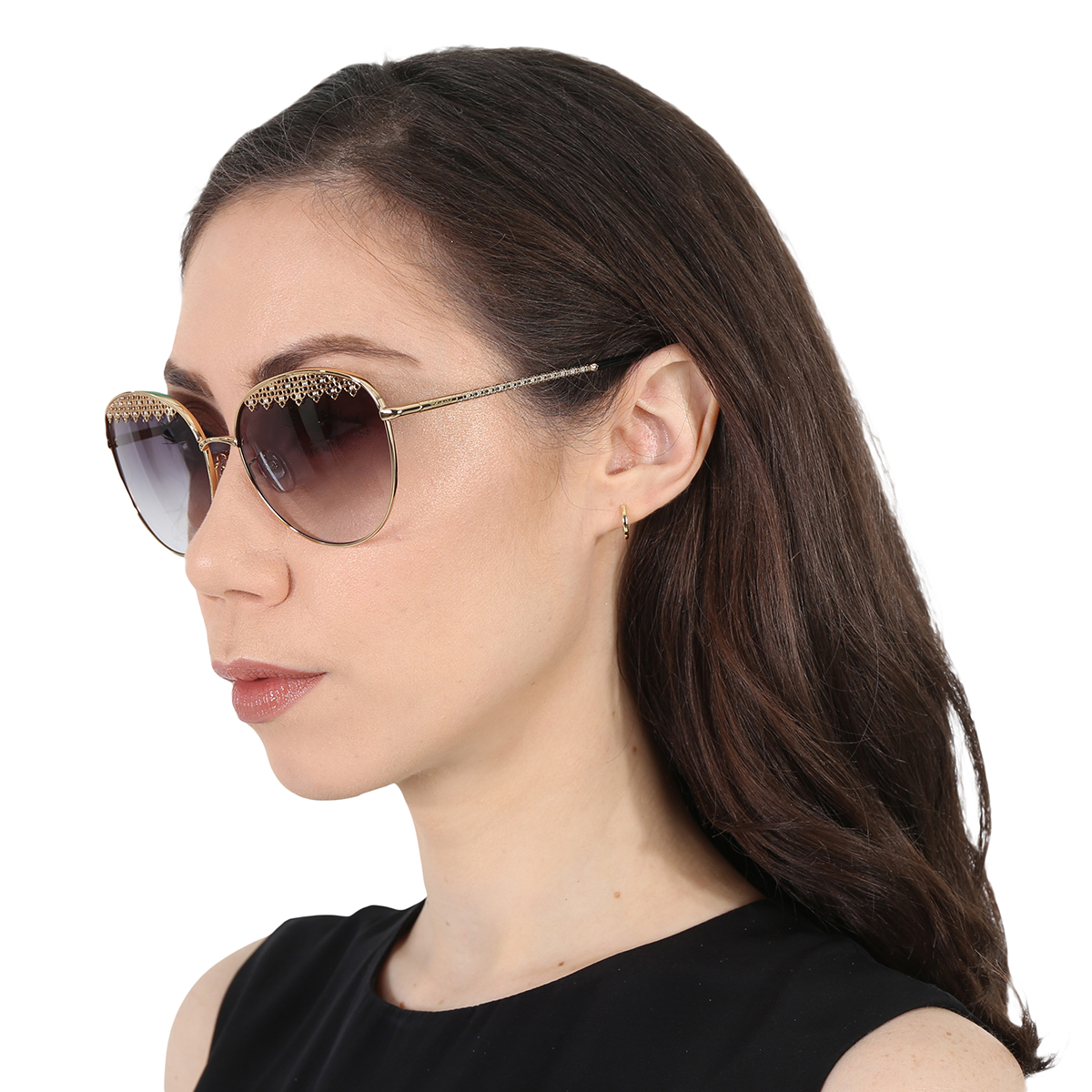 Chopard Smoke Dark Grey Gradient Oval Ladies Sunglasses SCHF75S 0300 59 ...