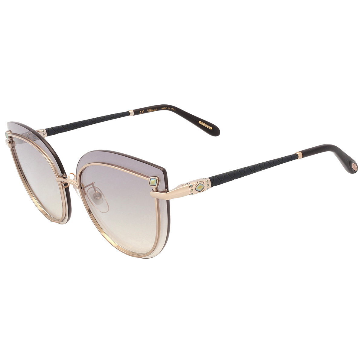 Chopard Smoke Gradient Mirror Silver Cat Eye Titanium Ladies Sunglasses ...