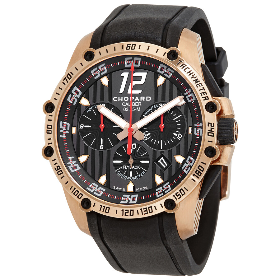 Chopard Superfast Chrono Black Dial 18kt Rose Gold Black Rubber Men's ...