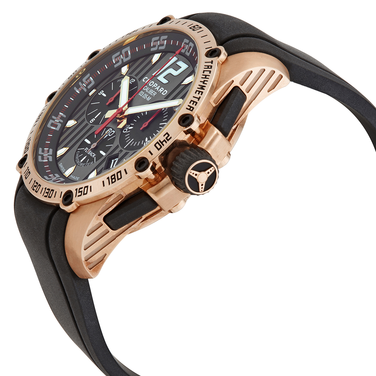 Chopard Superfast Chrono Black Dial 18kt Rose Gold Black Rubber Men's ...