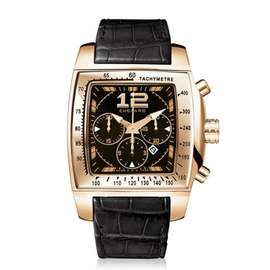Chopard Two O Ten Automatic Chronograph 18 kt Rose Gold Black Leather ...