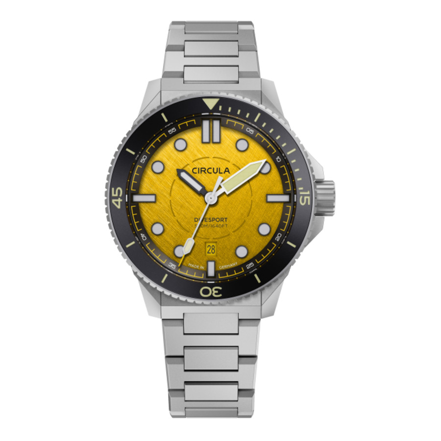 Circula Divesport Titanium Yellow Dial Men's Watch DE-TR-JS+TH-T - Jomashop