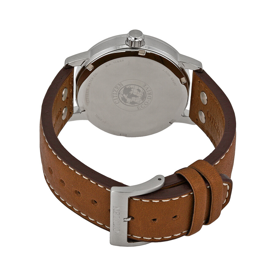 Citizen Avion Multi-Function Eco Drive Black Dial Brown Leather Men's ...