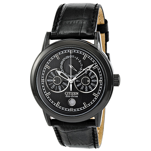 Citizen Caliber 8651 Eco-Drive Moonphase Black Dial Men's Watch BU0035 ...