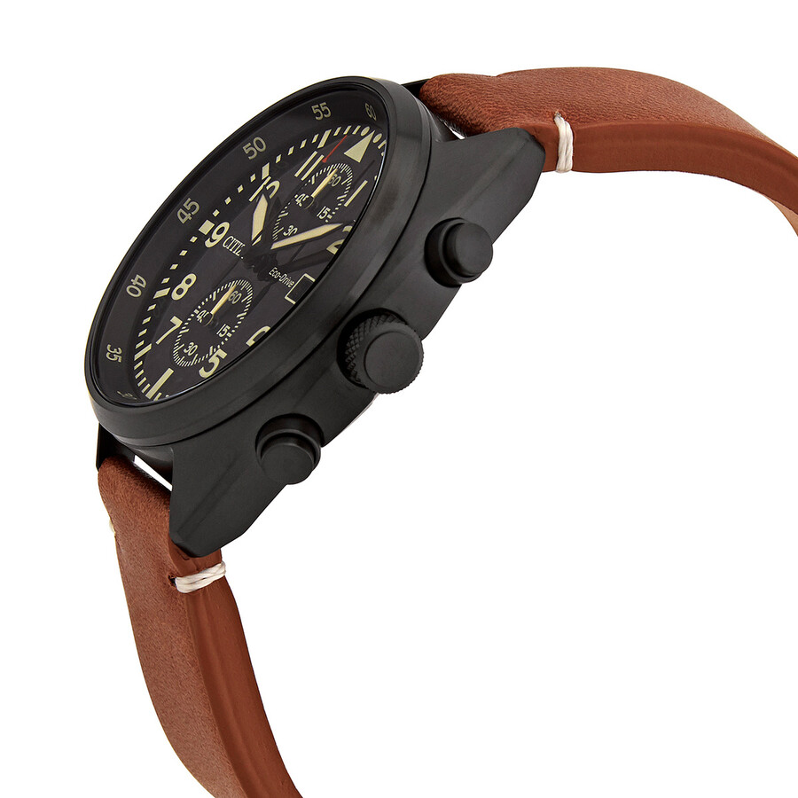 Citizen Chronograph Black Dial Brown Leather Men's Watch CA7045-14E ...