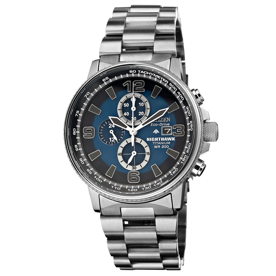 Citizen Eco Drive Nighthawk Blue Dial Titanium Men's Watch CA0500-51L ...