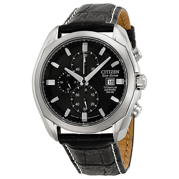 Citizen Eco-Drive Chronograph Black Dial Titanium Men's Watch CA0020 ...