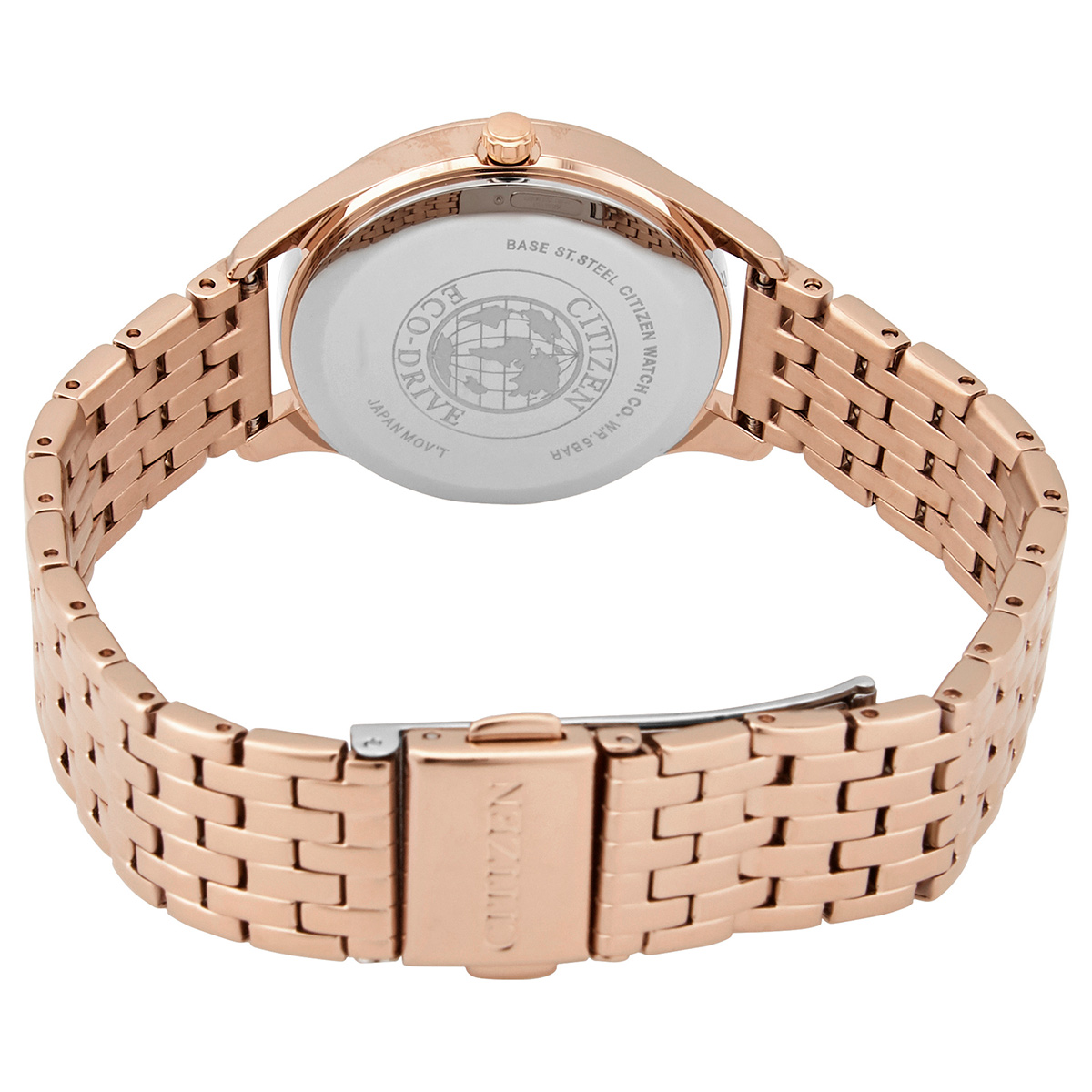 Citizen Eco-Drive Crystal Rose Gold Dial Ladies Watch EW2533-89X ...