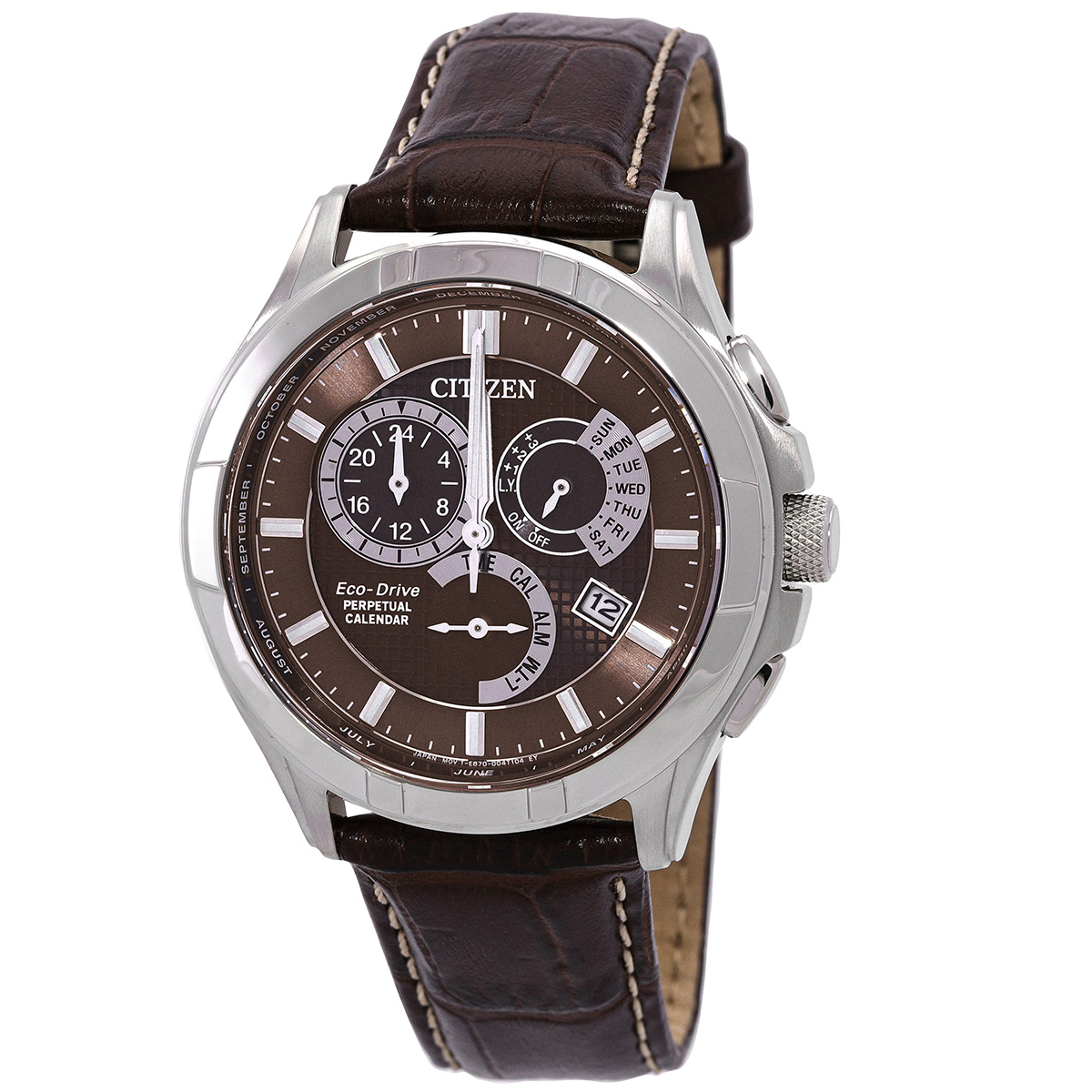 Citizen Eco-Drive Perpetual GMT Brown Dial Men's Watch BL8160-07X ...