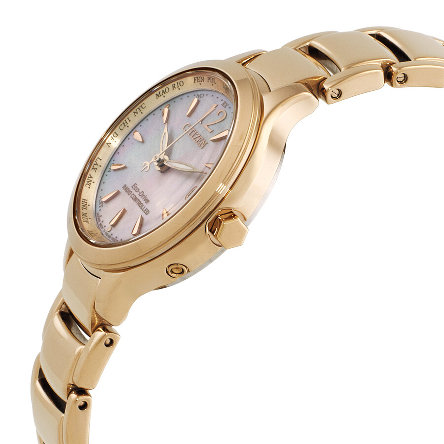 Citizen Eco-Drive Perpetual World Time Mother of Pearl Dial Ladies ...