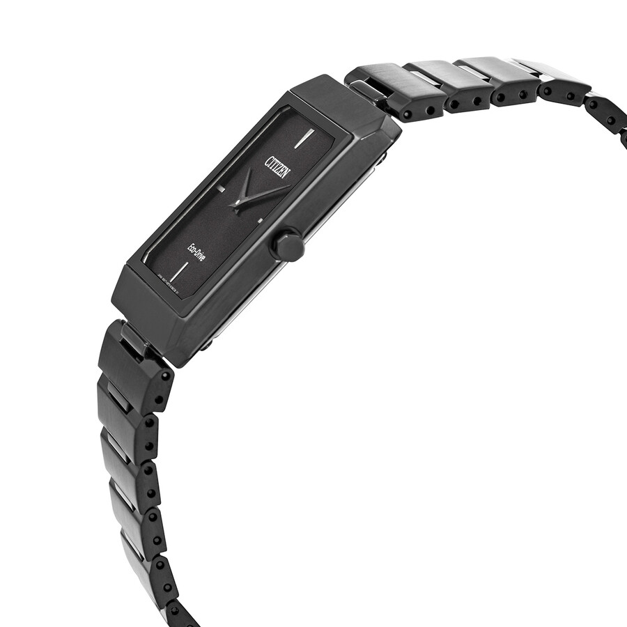 Citizen Eco-Drive Stiletto Black Dial Black Ion-plated Unisex Watch ...
