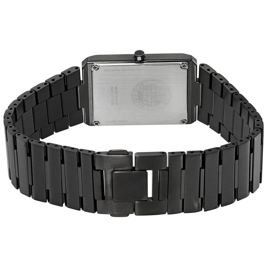 Citizen Eco-Drive Stiletto Black Dial Black Ion-plated Unisex Watch ...