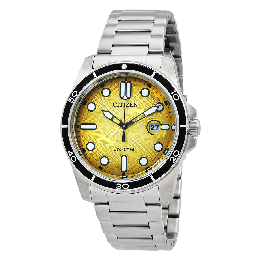 Citizen Marine 1810 Eco-Drive Yellow Dial Men's Watch AW1816-89X ...