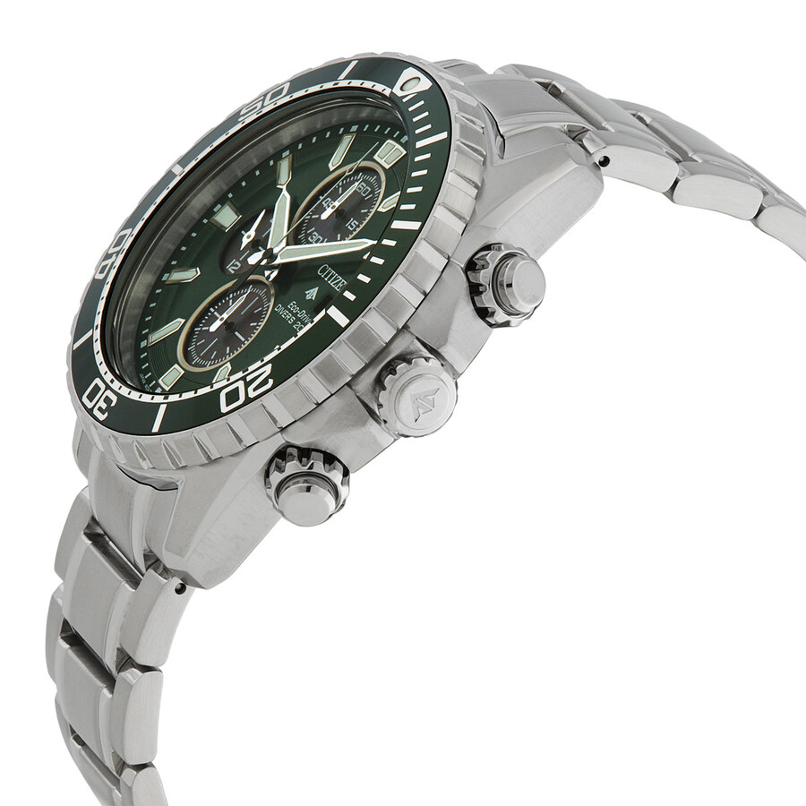 Citizen Promaster Dive Chronograph Eco-Drive Green Dial Men's Watch CA0820-50X 4974374335395 ...