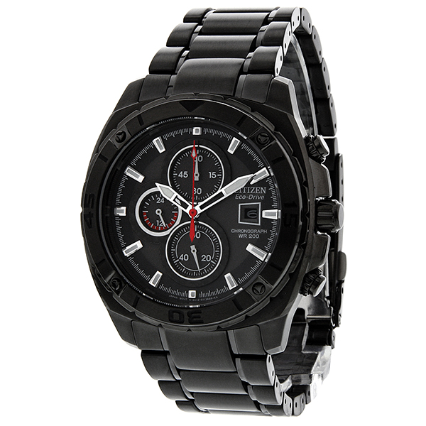 Citizen Sport Eco-Drive Chronograph Black IP Stainless Steel Men's ...