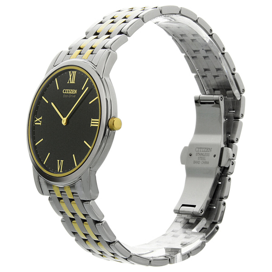 Citizen Stiletto Eco-Drive Black Dial Two-Tone Stainless Steel Men's ...