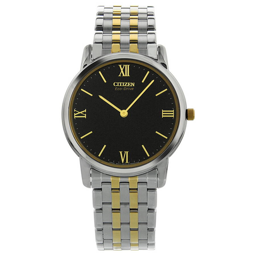 Citizen Stiletto Eco-Drive Black Dial Two-Tone Stainless Steel Men's ...