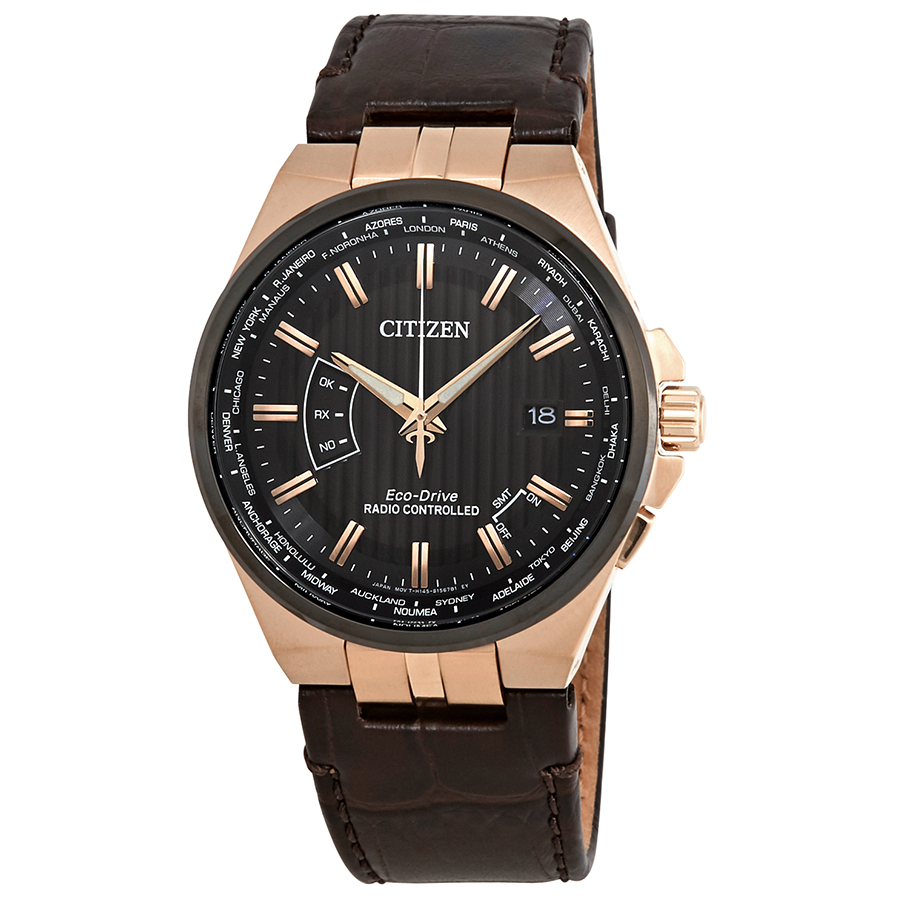 Citizen World Perpetual A-T World Time Eco-Drive Black Dial Men's Watch ...