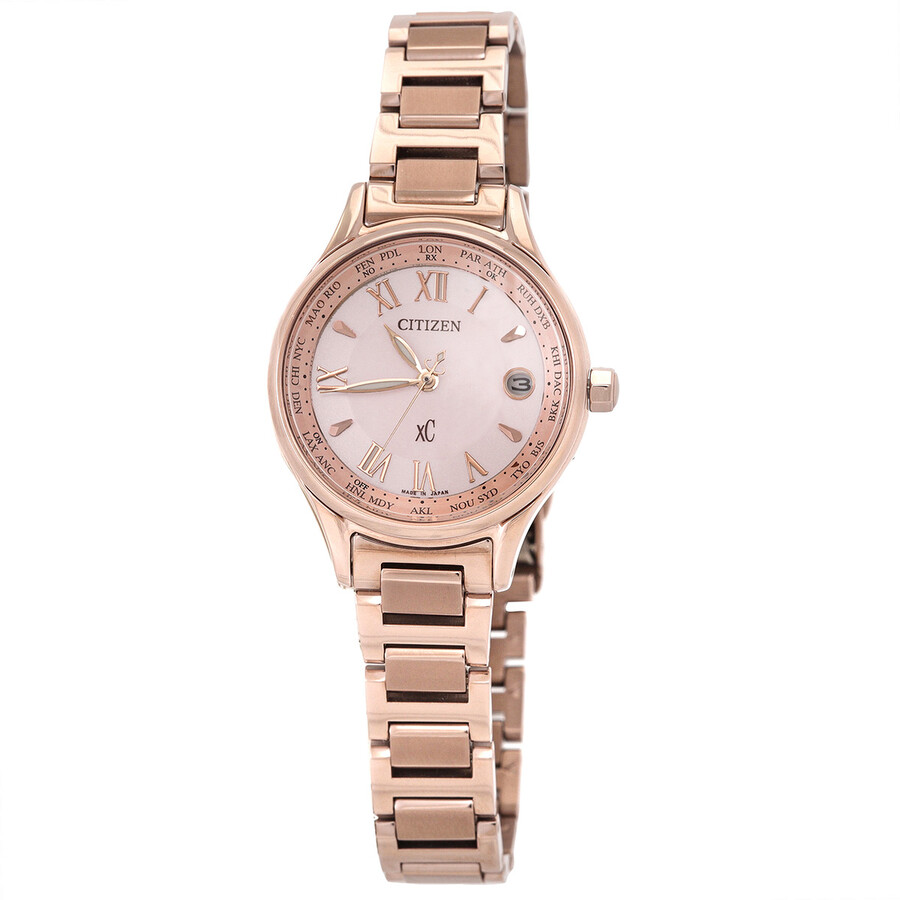 Citizen xC Super Titanium Perpetual Rose Gold Dial Ladies Watch EC1164-53Y 4974374289995 ...