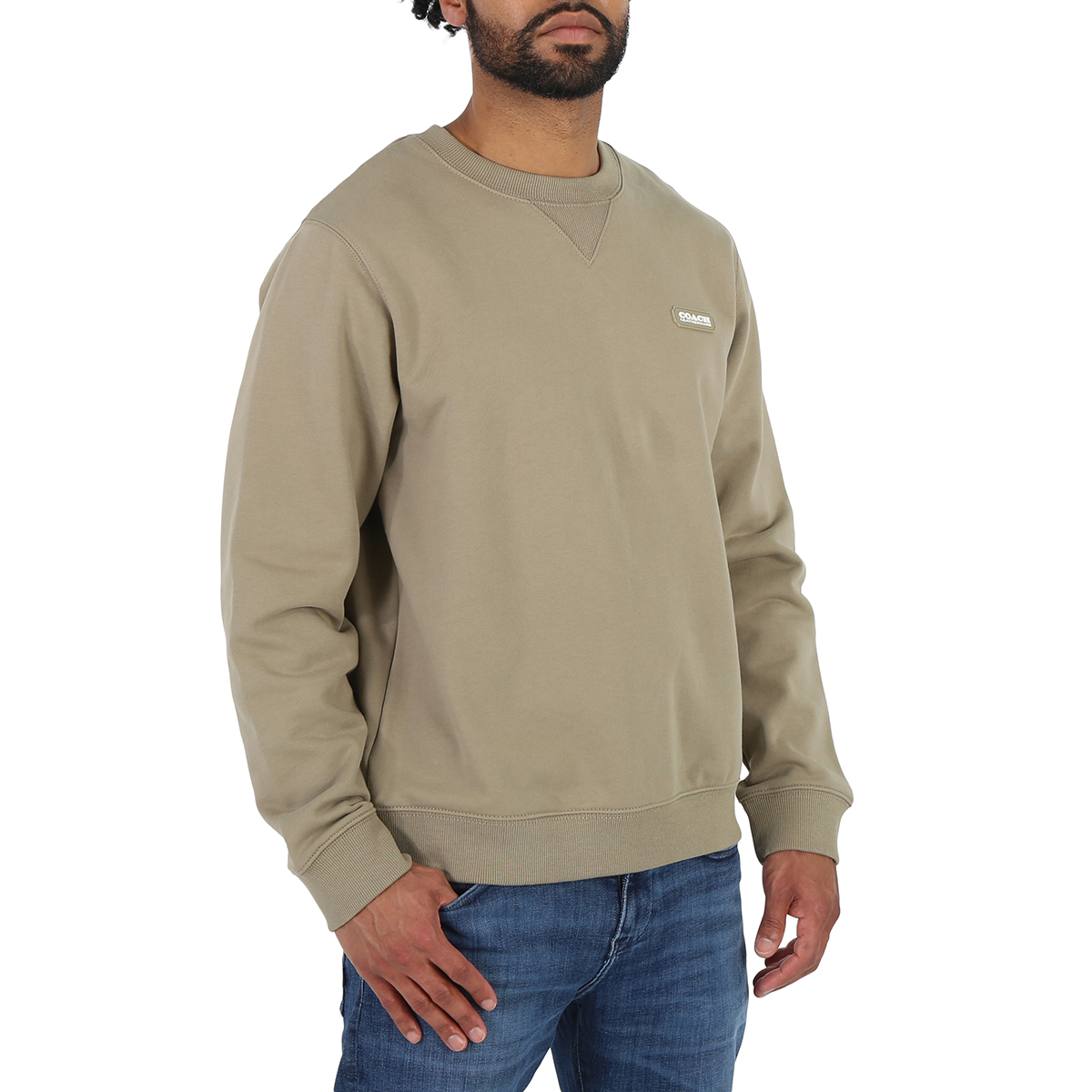 Coach Men's Olive Cotton Essential Crewneck Sweatshirt, Size Medium ...