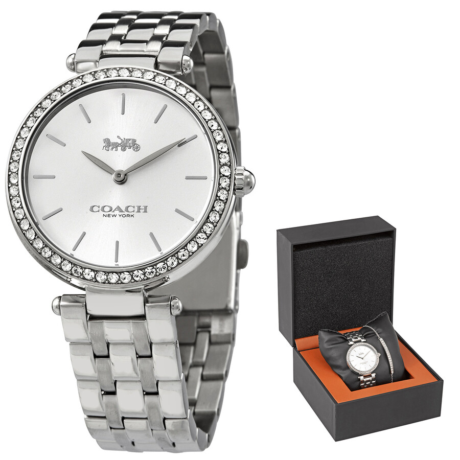 Coach Park Quartz Crystal Silver Dial Ladies Watch and Bracelet Set ...