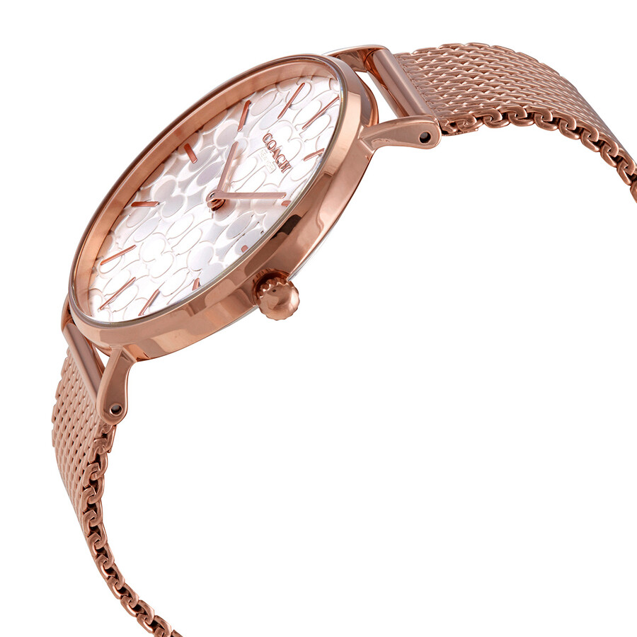 Coach Perry Silver Dial Rose Gold Mesh Ladies Watch 14503386 - Watches ...