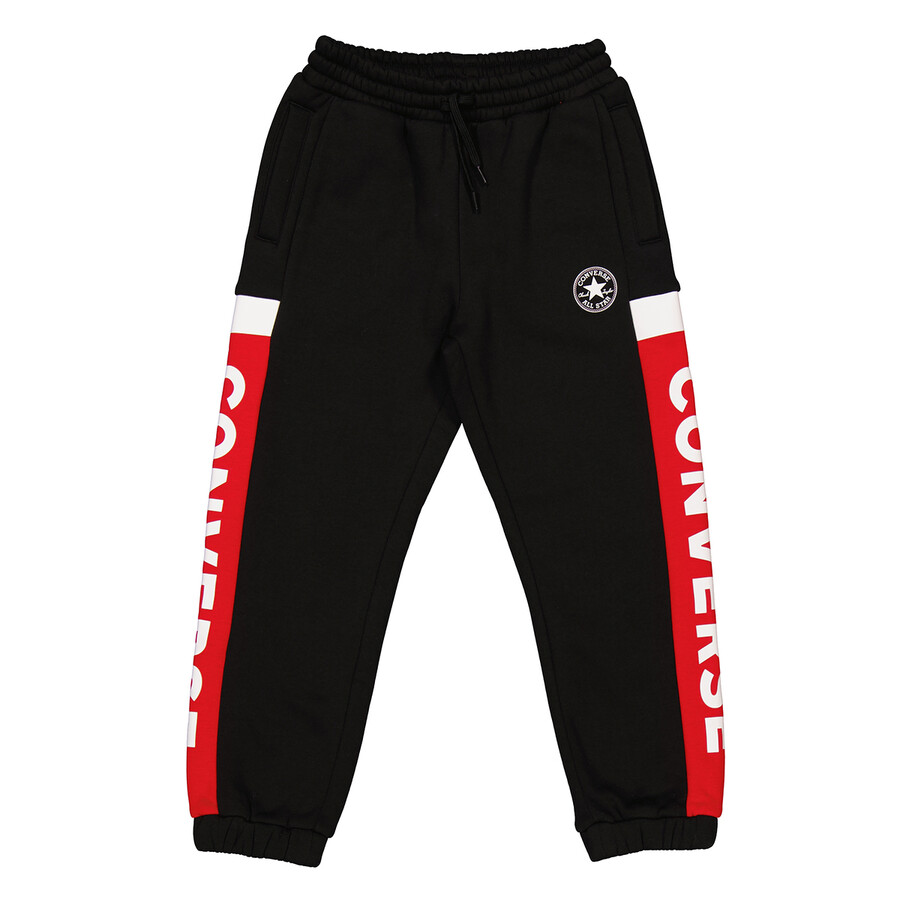 Converse Boys Black Logo Print Panel Sweatpants, Size 6Y CNVN-F7-D345 ...