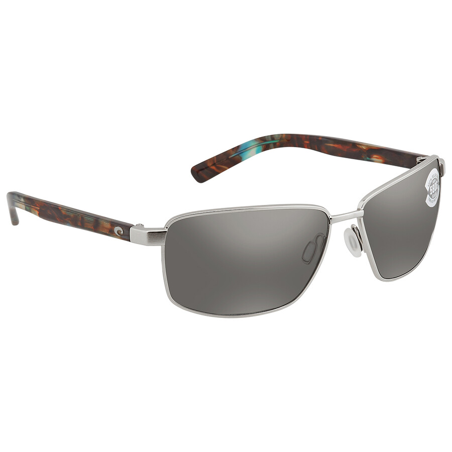 Costa Del Mar Ponce Silver Mirror Polarized Glass Rectangular Men's ...