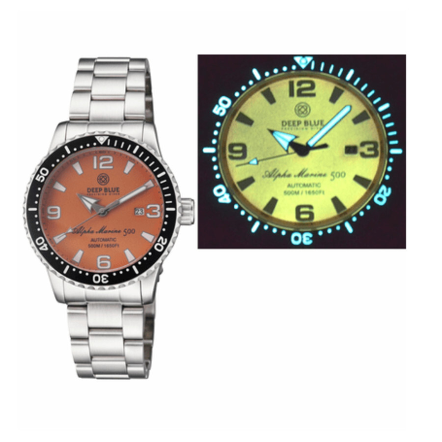 Deep Blue Alpha Marine Automatic Full Lume Red Dial Men's Watch ...