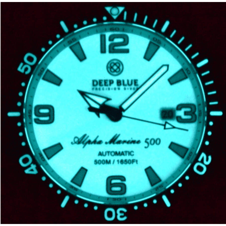 Deep Blue Alpha Marine Automatic Full Lume White Dial Men's Watch ...