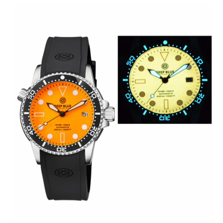 Deep Blue Diver 1000 Automatic Orange Dial Men's Watch ...