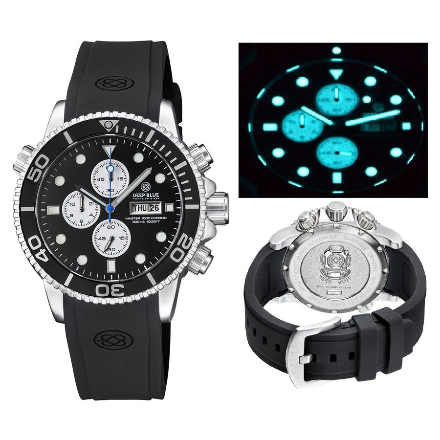Deep Blue Master 1000 Chronograph Quartz Black Dial Men's Watch ...