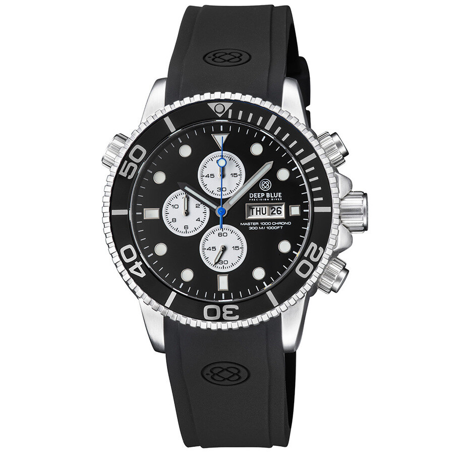 Deep Blue Master 1000 Chronograph Quartz Black Dial Men's Watch ...
