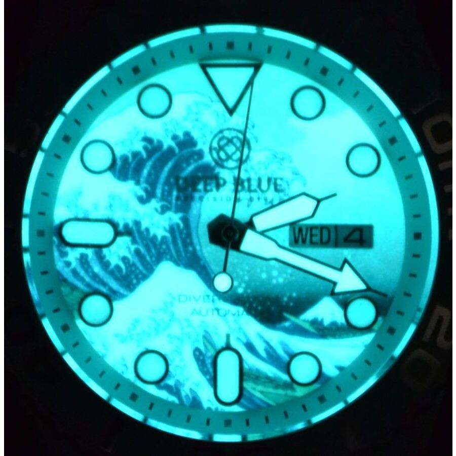Deep Blue Military Diver 300 Wave Dial Automatic Men's Watch ...