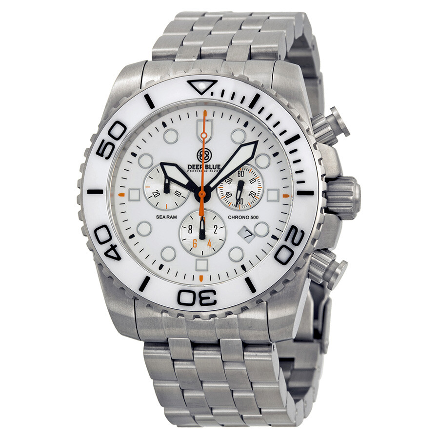 Deep Blue Sea Ram Chronograph White Dial Stainless Steel Men's Watch ...
