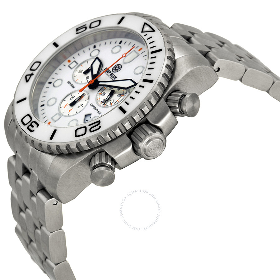 Deep Blue Sea Ram Chronograph White Dial Stainless Steel Men's Watch ...