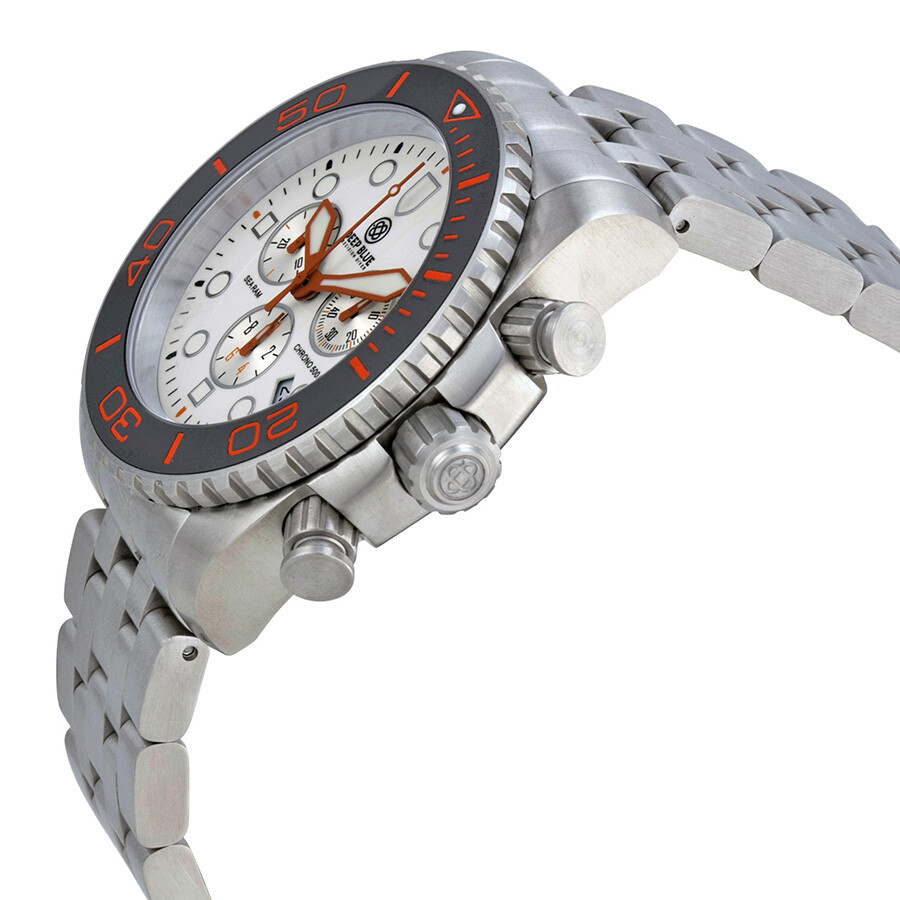 Deep Blue Sea Ram Chronograph White Dial Stainless Steel Men's Watch ...