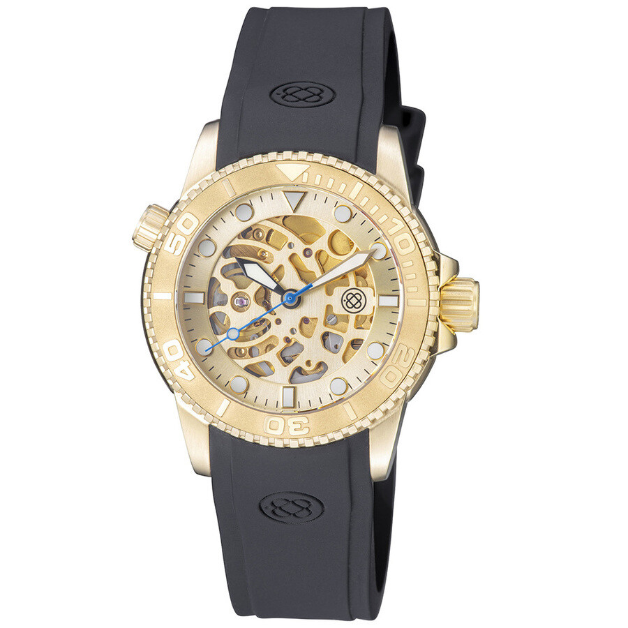 Deep Blue Skeleton Diver Automatic Gold Dial Men's Watch 40MMSKELG ...