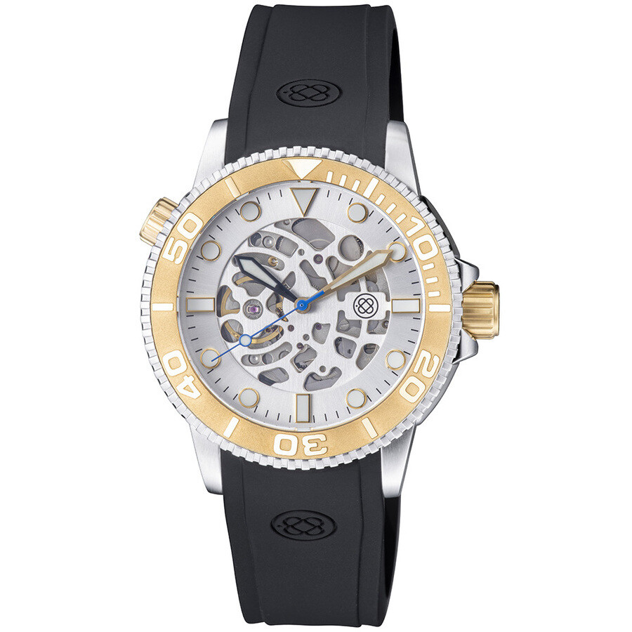 Deep Blue Skeleton Diver Automatic Silver Dial Men's Watch 44MMSKELC ...