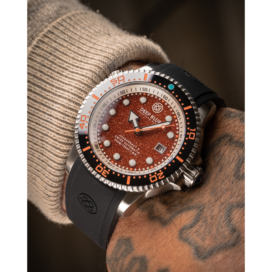 Deep Blue Juggernaut 5 Automatic Orange Dial Men's Watch ...