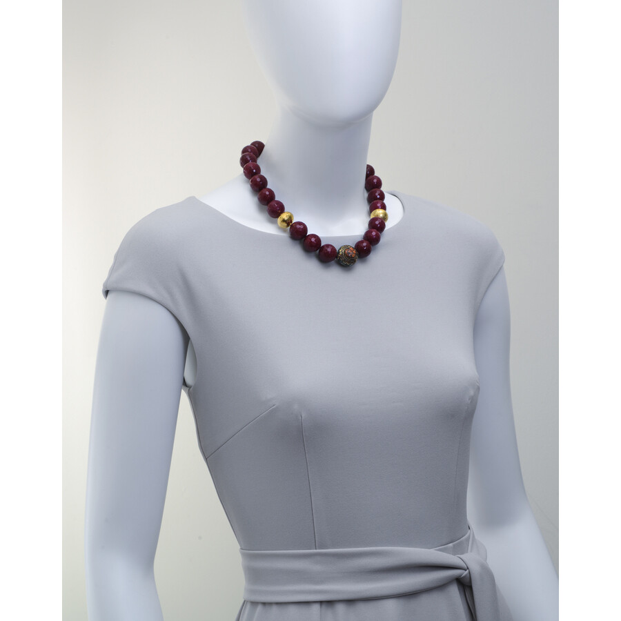 Devon Leigh 18k Gold Plated Brass & Red Jade Collar Necklace N6474 ...