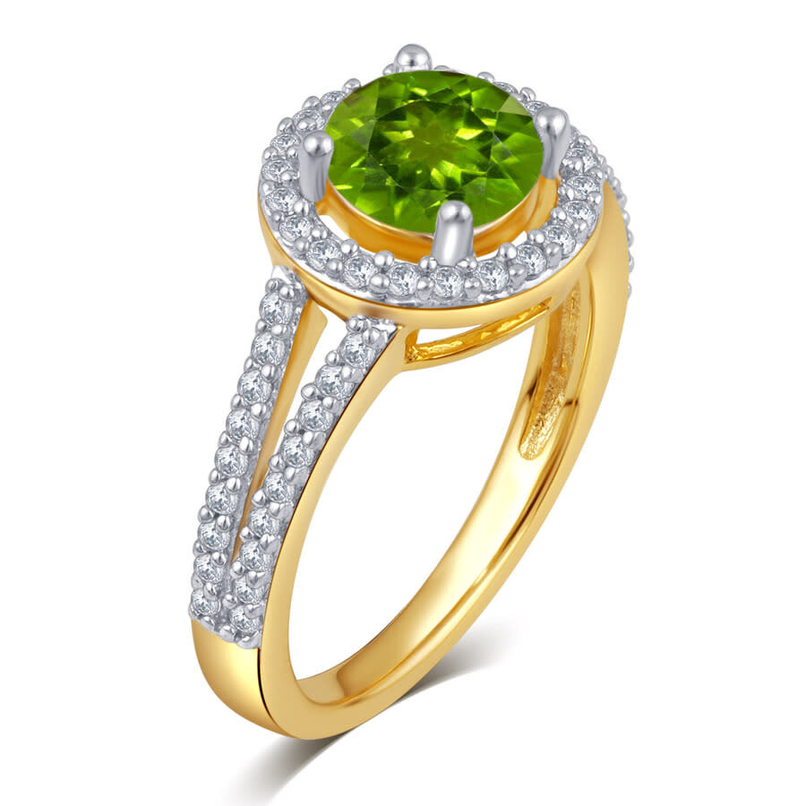 Diamondmuse Created Peridot Gemstone Birthstone Sterling Silver Ring ...